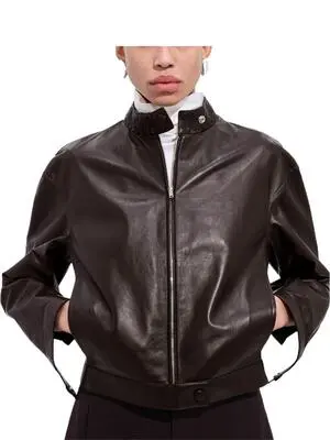 Bottega Veneta Papery Leather Blouson - Ebony