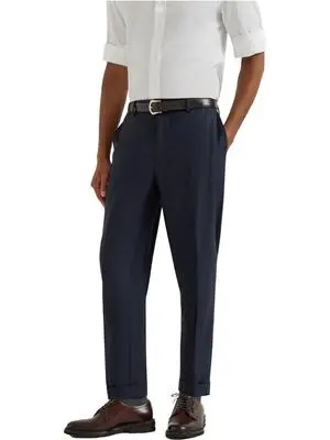 Brunello Cucinelli Tapered-leg Wool Trousers - Black