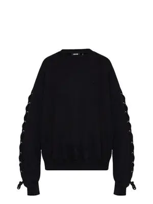 ROTATE BY BIRGER CHRISTENSEN Lace-up Sleeve Sweatshirt Black