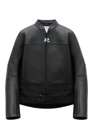 COURREGES Scuba Leather Zipped Bomber Jacket - Black