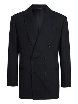 Brunello Cucinelli Chalk Stripe Shawl Lapels Tuxedo Jacket - Black