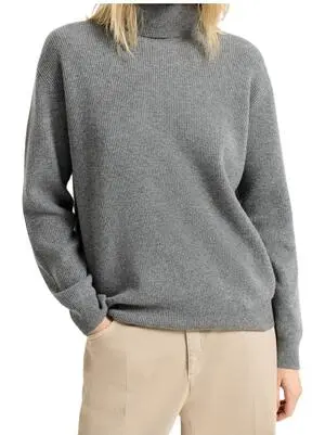 Brunello Cucinelli Cashmere Ribbed Turtleneck Sweater - Grey