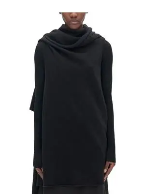 ANN DEMEULEMEESTER Felted Wool Draped Knit Top - Black