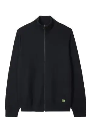 Paul Smith Paul Smith Textured Cotton Zip Cardigan Navy Blue