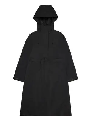 Rains Long Sleeve Hooded Trench Coat - Black