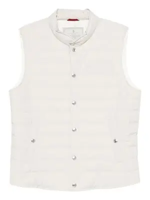 Brunello Cucinelli Quilted Snap-fit Fastening Vest - White