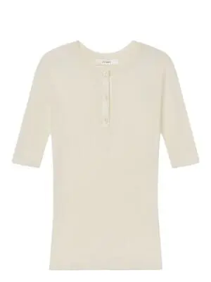 FRAME Frame Henley Rib Tee Cream