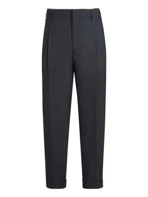 Brunello Cucinelli Double-pleat Tailored Trousers With Cuffed Hem - Black