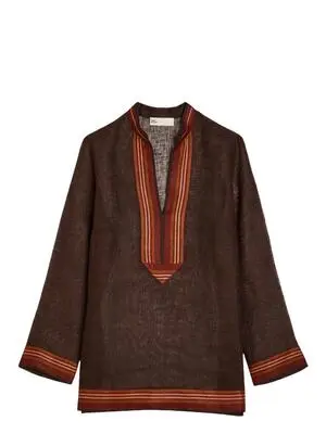 Tory Burch Tory Burch Semi-Sheer Linen Tunic Red