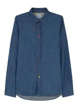 Paul Smith Button-down Long-sleeved Denim Shirt - Blue