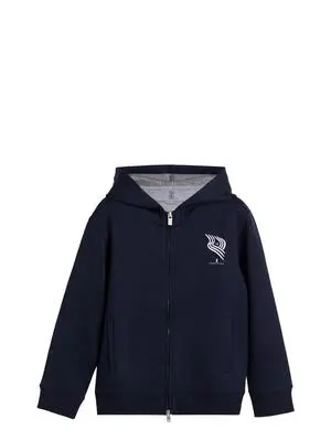 Brunello Cucinelli Double-cloth Full Zip Hoodie - Blue