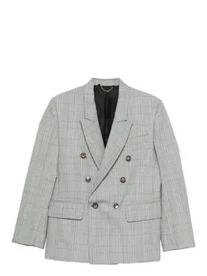 Victoria Beckham Double-breasted Plaid Blazer - Gray