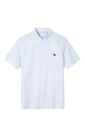 Paul Smith Tailored-fit Stripe Zebra Short-sleeve Shirt - Blue