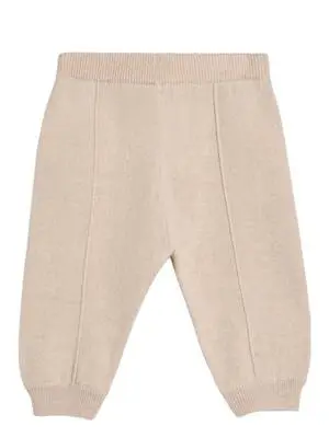 Brunello Cucinelli Brunello Cucinelli Knitted Bear-Embroidered Trousers Beige