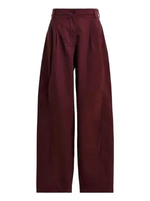Essentiel Antwerp Tapered Cotton Pants With Twisted Seams - Deep Red