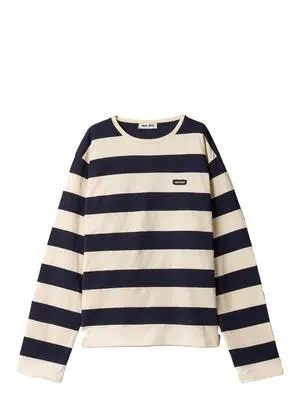 Miu Miu Miu Miu Striped Long Sleeve Jersey T-Shirt Blue/chalk