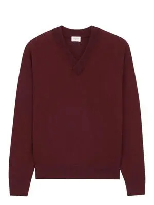 Saint Laurent V-neck Long-sleeved Jumper - Bordeaux