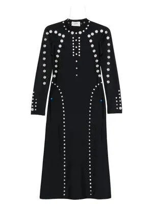 Coperni Metallic Embellished Long Sleeve Maxi Dress - Black