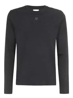 COURREGES Logo-patch Buttoned Jumper - Black