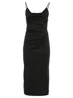 Patrizia Pepe Ruched Spaghetti-strap Midi Dress - Black