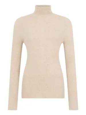 FABIANA FILIPPI Fabiana Filippi Platinum Ribbed Knit High Neck Sweater