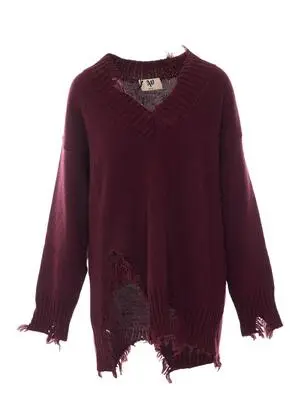 ANIYE BY V-neck Distressed Sweater - Black
