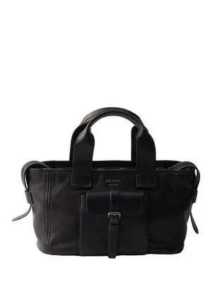 Prada Route Leather Tote Bag - Black