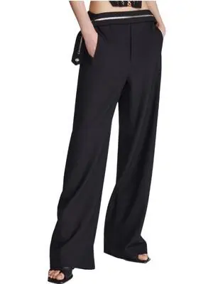 DION LEE Zipped Wool Straight-leg Trousers - Black