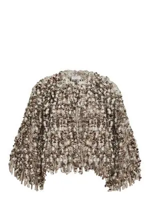 Brunello Cucinelli Mohair And Wool Dazzling Twist-embroidery Cardigan - Brown