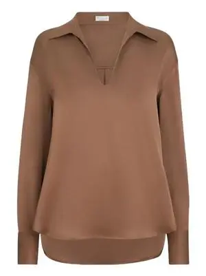 BRUNELLO CUCINELLI Brunello Cucinelli Silk Satin V-Neck Blouse