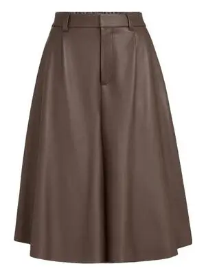 Brunello Cucinelli Nappa Leather Wide Bermuda Shorts With Monili Embellishment - Rust-brown