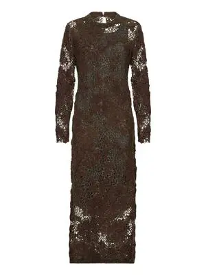 Brunello Cucinelli Sparkling Mohair And Wool Knit Dress - Brown