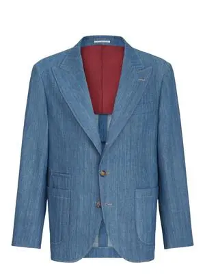 Brunello Cucinelli Peak-lapel Blazer - Medium Denim
