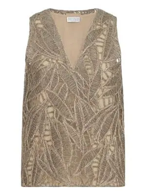 Brunello Cucinelli Sleeveless Embroidered Top - Rope