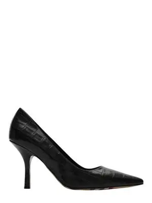 Burberry Crocodile-effect Leather Pointed-toe Pumps - Black