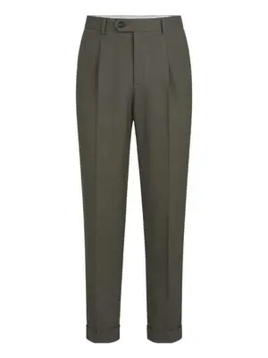 Brunello Cucinelli Virgin Wool Canvas Trousers - Forest