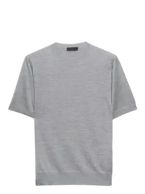 Prada Short-sleeved Silk Crew Neck Sweater - Grey
