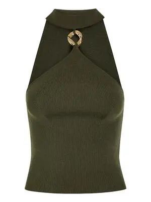 Simkhai Simkhai Renlen Halterneck Merino Wool Top Green
