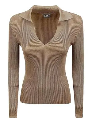 Max Mara Max Mara V-Neck Long-Sleeved Ribbed Jumper No