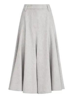 Brunello Cucinelli Wool Flannel Flared Skirt With Monili Embellishment - Grey