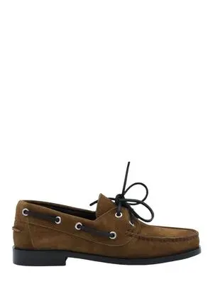 AeydĒ Suede Lace-up Boat Shoes - Black
