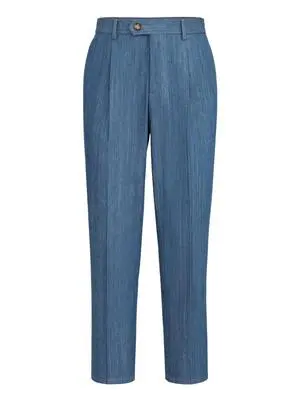 Brunello Cucinelli Pleated Tailored Trousers - Medium Denim