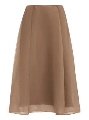 Brunello Cucinelli Crispy Silk Circle Skirt - Brown