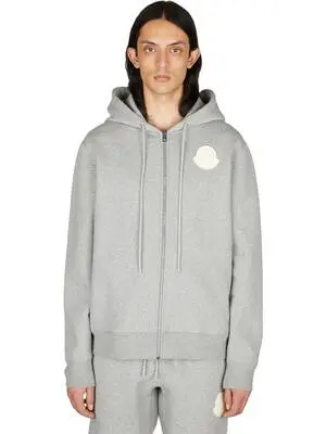Moncler Logo-patch Zip-up Hoodie - Grey