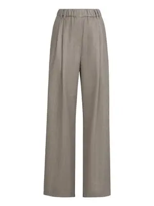 Brunello Cucinelli Brunello Cucinelli Virgin Wool Pinstripe Trousers With Monili Gray