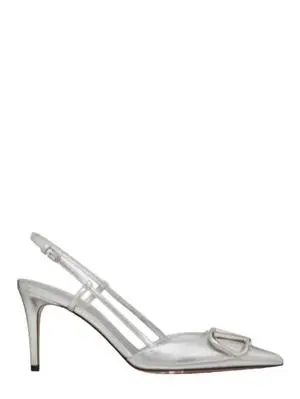Valentino Garavani Valentino VLogo Signature Pointed Toe Slingback Pumps Gray