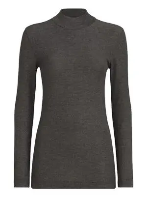 BRUNELLO CUCINELLI Sparkling Virgin-wool Mock-neck Long-sleeve T-shirt With Monili