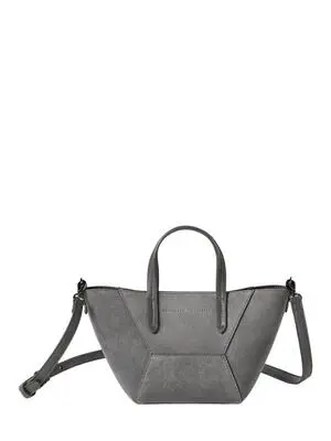 Brunello Cucinelli Brunello Cucinelli Suede Duo Mini Bag With Monili Stone Gray