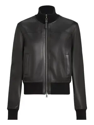 Brunello Cucinelli Nappa Leather Bomber Jacket With Monili Embellishment - Black