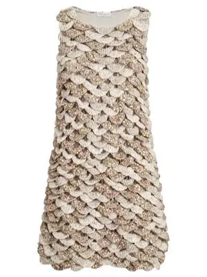 Brunello Cucinelli Handmade Shell Opera Knit Mini Dress - Beige